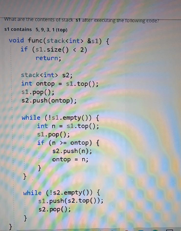 Solved What are the contents of stack s1 after executing the | Chegg.com