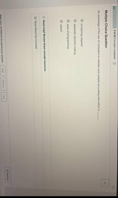 Solved 0 ﻿of 22 ﻿Concepts completedMultiple Choice | Chegg.com