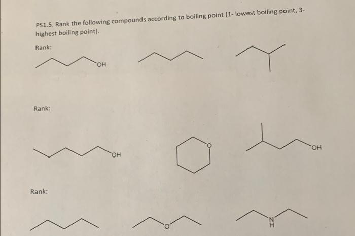 Solved PS1.5. Rank the following compounds according to | Chegg.com