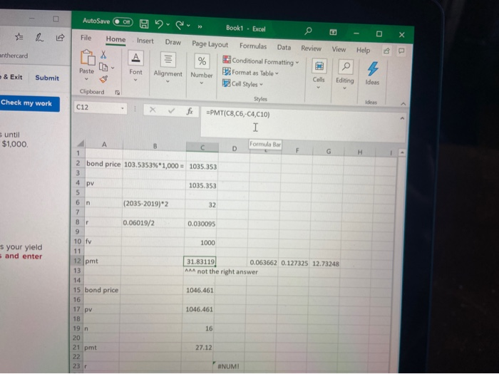 Solved i am not sure what i am doing wrong with Excel that i | Chegg.com