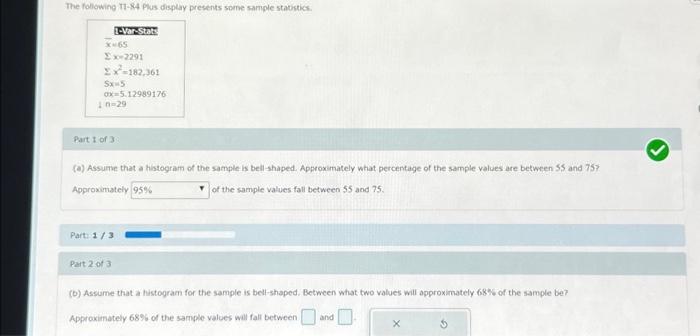 Solved The following TI-84 Plus display presents some sample | Chegg.com