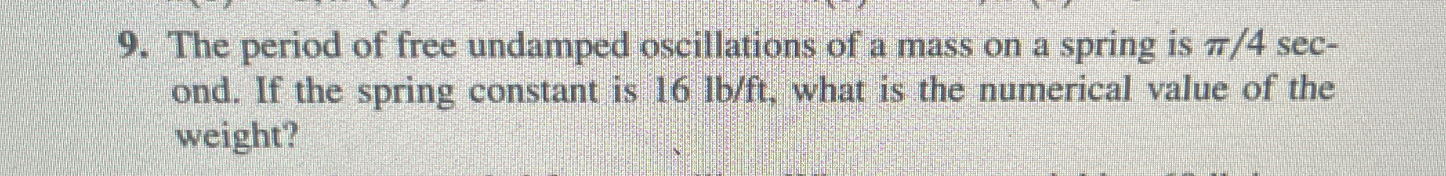 Solved The period of free undamped oscillations of a mass on | Chegg.com