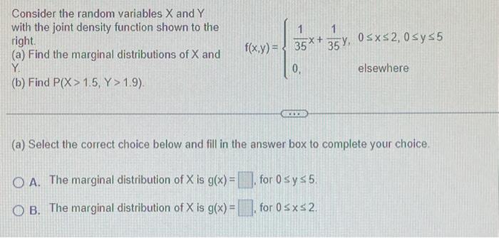 Solved Consider The Random Variables X And Y With The Joint