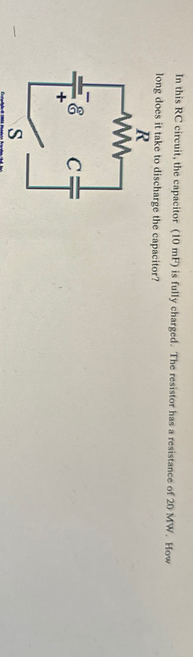 Solved In this RC ﻿circuit, the capacitor (10mF) ﻿is fully | Chegg.com