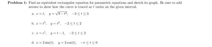Problem 1: Find an equivalent rectangular equation | Chegg.com