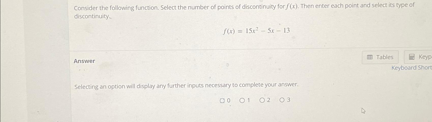 Solved Consider the following function. Select the number of | Chegg.com