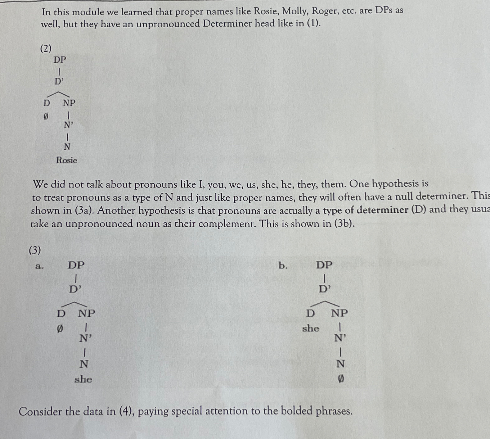 Solved In this module we learned that proper names like | Chegg.com