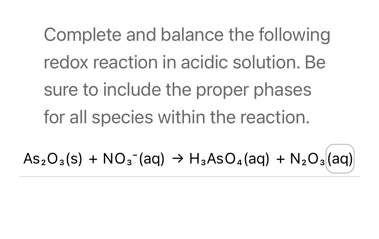 Solved Complete And Balance The Following Redox Reaction In