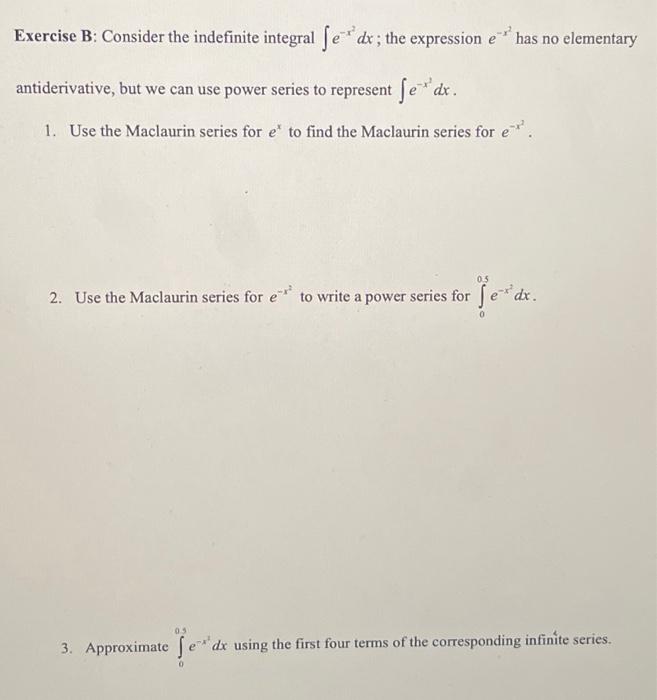 Solved Exercise B: Consider the indefinite integral \\( | Chegg.com