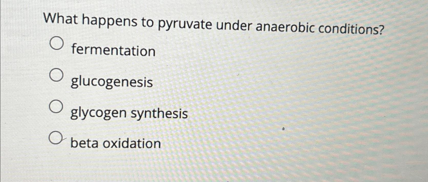 Solved What happens to pyruvate under anaerobic | Chegg.com
