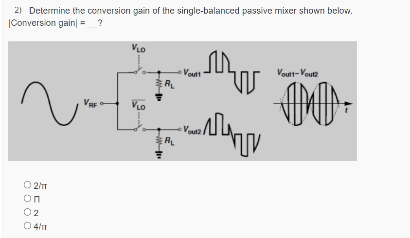 Solved Determine the conversion gain of the single-balanced | Chegg.com