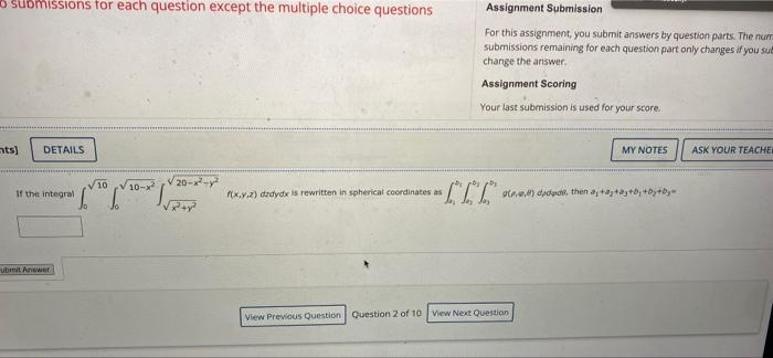 Solved Submissions for each question except the multiple | Chegg.com