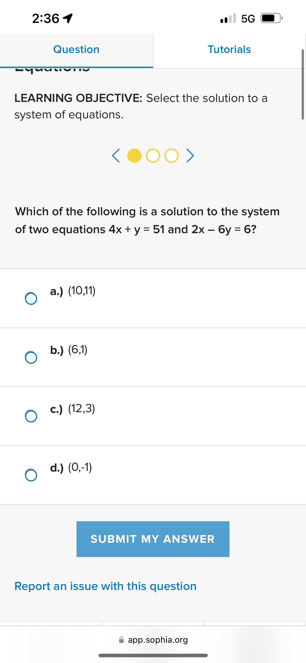 Solved 2:36 1. ﻿I 5GQuestionTutorialsLEARNING OBJECTIVE: | Chegg.com