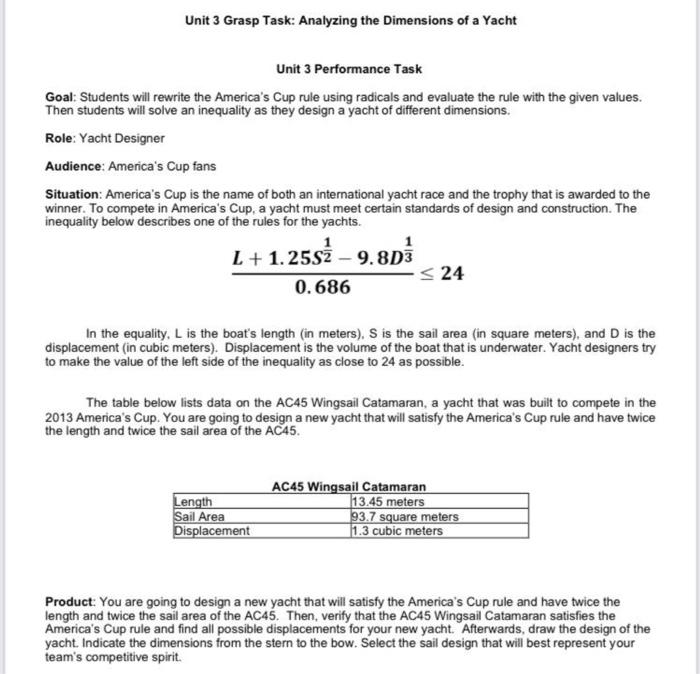 Solved Unit 3 Grasp Task: Analyzing the Dimensions of a | Chegg.com