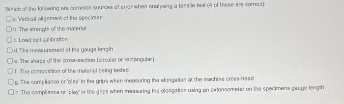 Solved Which of the following are common sources of error | Chegg.com