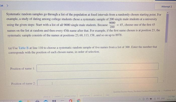 Solved 34 > Attempt 2 Systematic random samples go through a | Chegg.com