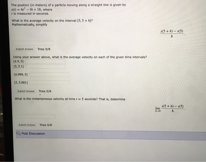 Solved The position (in meters) of a particle moving along a | Chegg.com