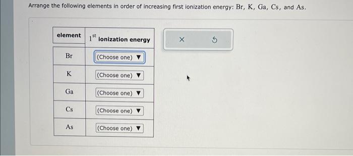 Solved Arrange the following elements in order of increasing | Chegg.com