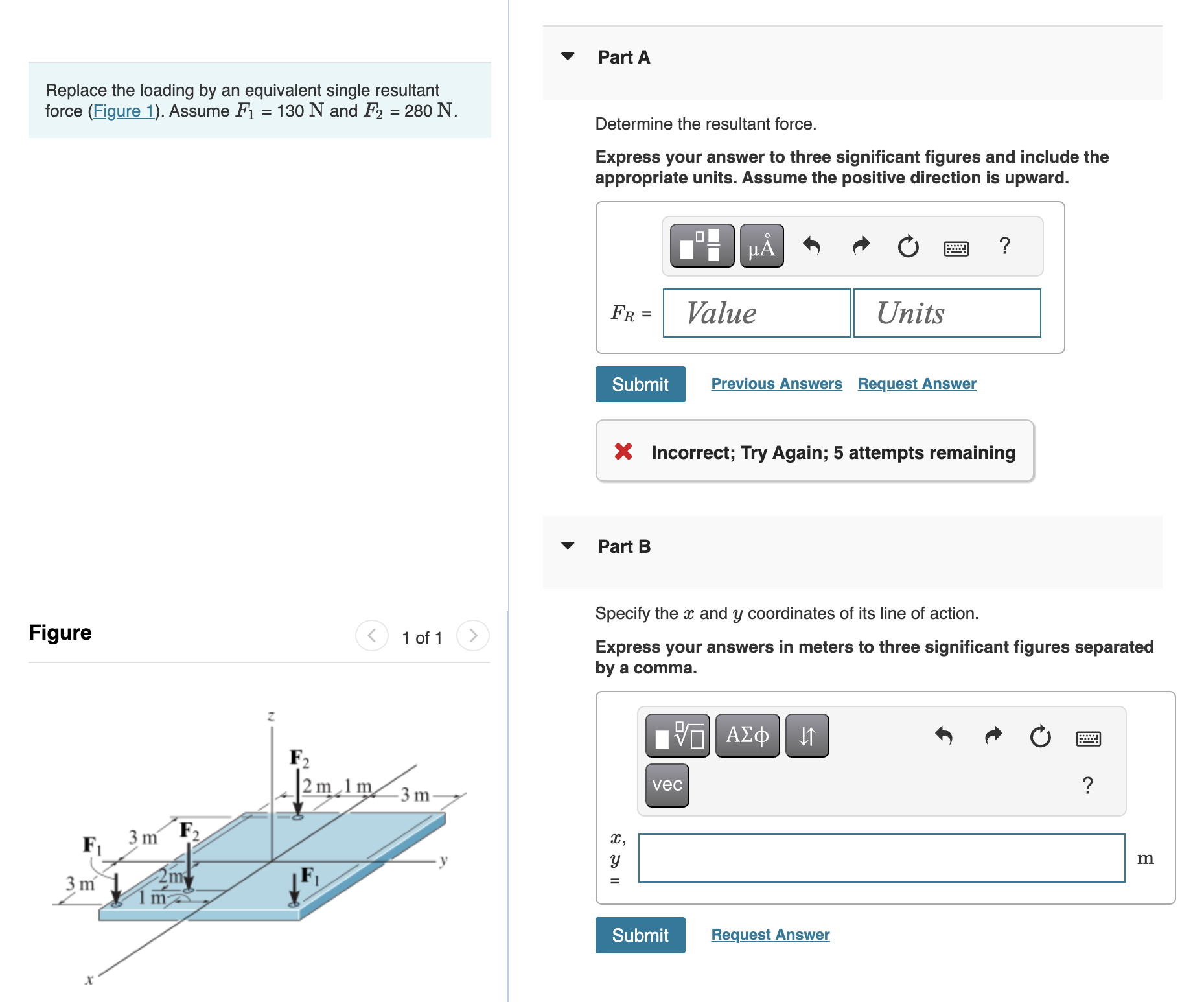 Solved Part A Replace the loading by an equivalent single | Chegg.com