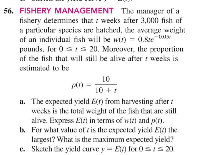Solved 6. FISHERY MANAGEMENT The manager of a fishery | Chegg.com