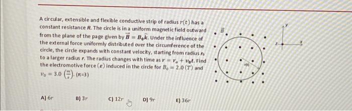 Solved A circular, extensible and flexible conductive strip | Chegg.com