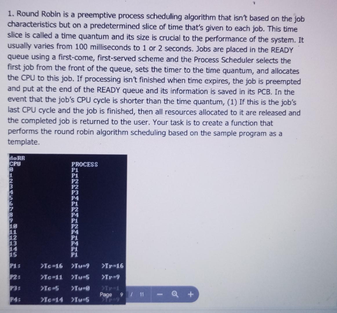 Solved Round Robin is a preemptive process scheduling | Chegg.com