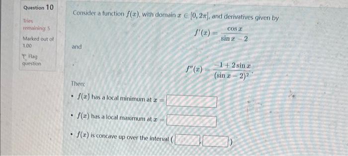Solved Consider a function f(x), with domain x∈[0,2π], and | Chegg.com