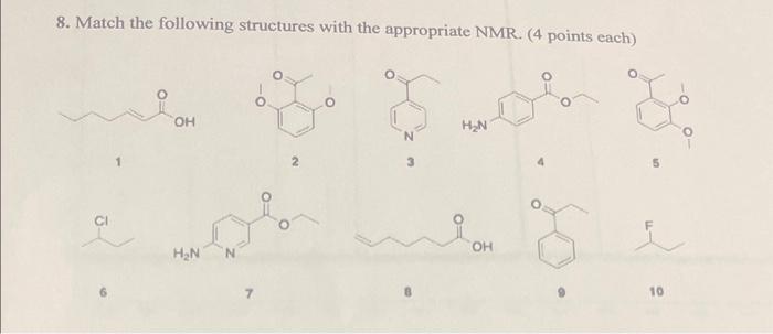 Solved 8. Match the following structures with the | Chegg.com