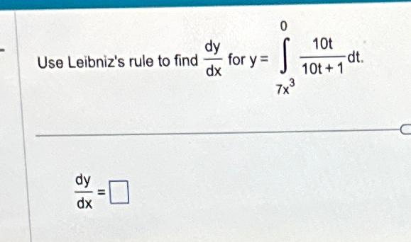 Solved Use Leibniz's rule to find dydx ﻿for | Chegg.com