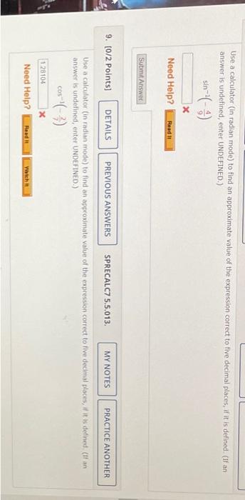 Solved Use a calculator (in radian mode) to find an | Chegg.com