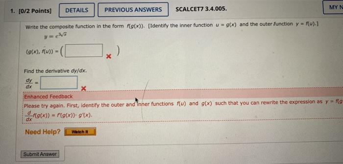 Solved MYN 1. [0/2 Points) DETAILS PREVIOUS ANSWERS SCALCET7 | Chegg.com Solved MYN 1. [0/2 Points) DETAILS PREVIOUS ANSWERS SCALCET7 | Chegg.com