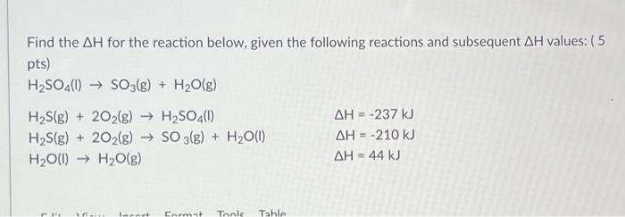 Solved Find the ΔH for the reaction below, given the | Chegg.com