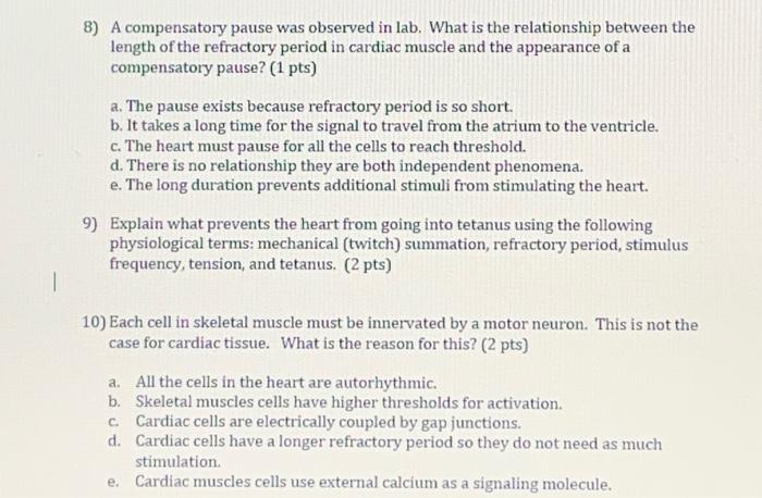 Solved 8) A compensatory pause was observed in lab. What is | Chegg.com