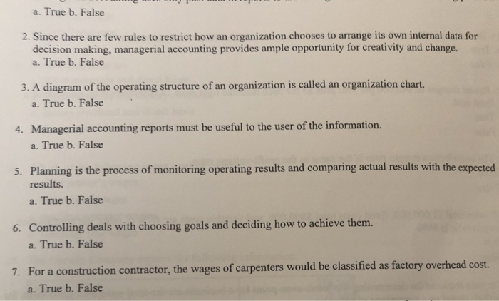Solved a. True b. False 2. Since there are few rules to | Chegg.com