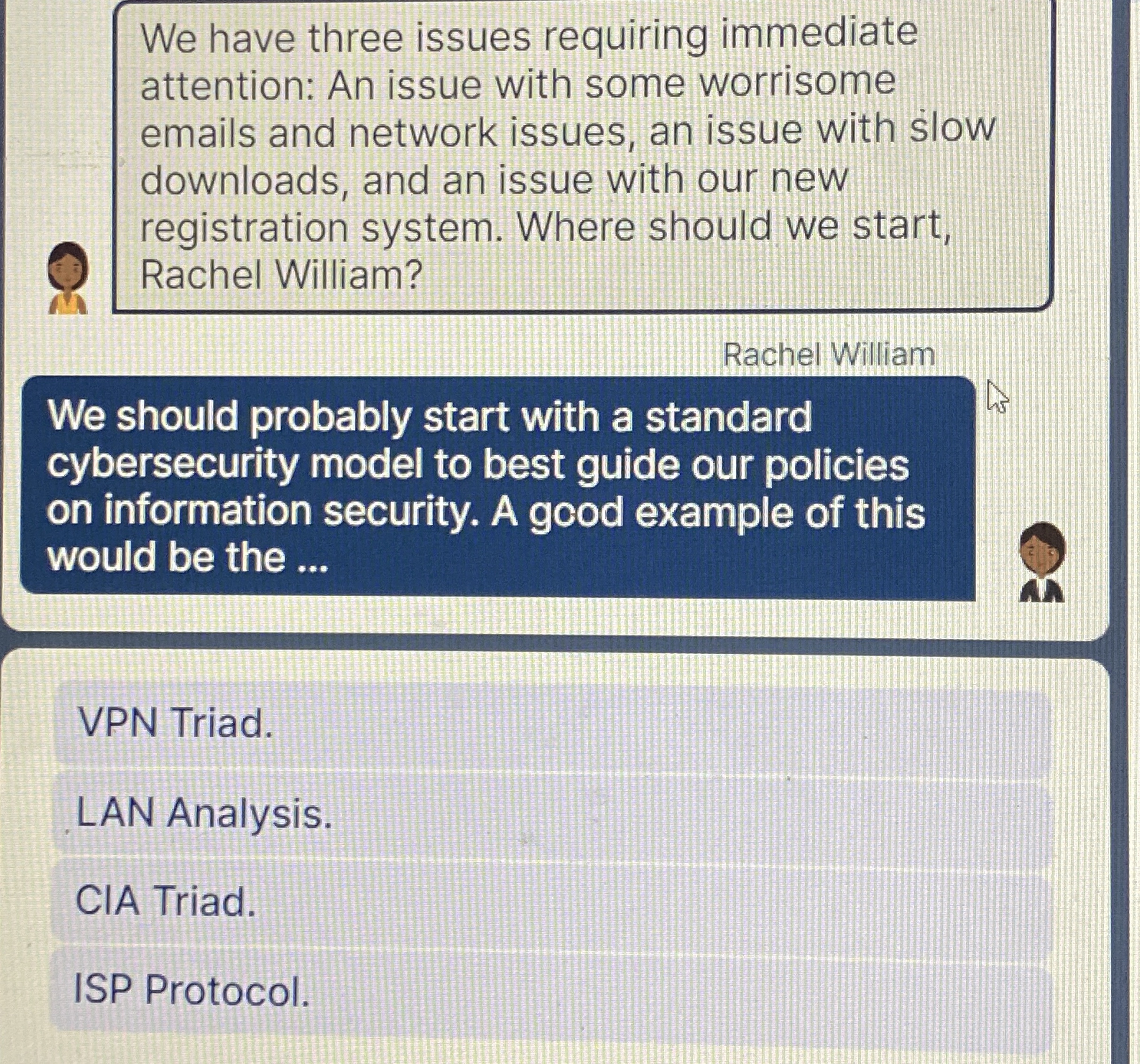 Solved We have three issues requiring immediate attention: | Chegg.com