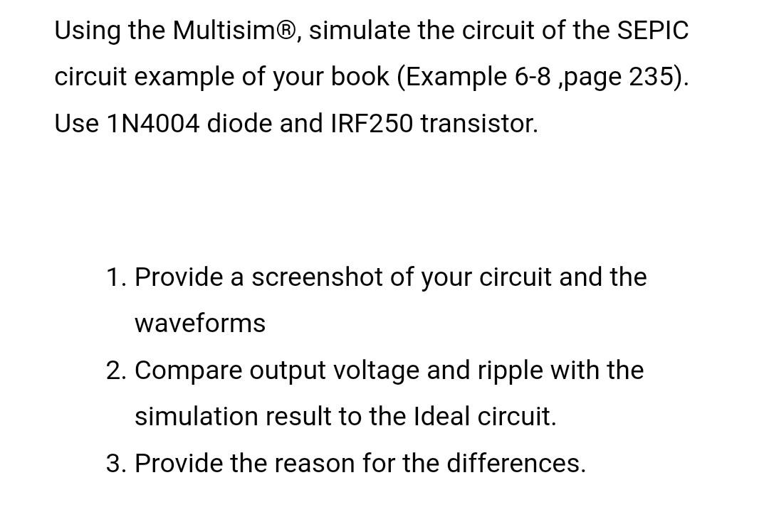 Solved Please Need Multisim Circuit Based On The Circuit