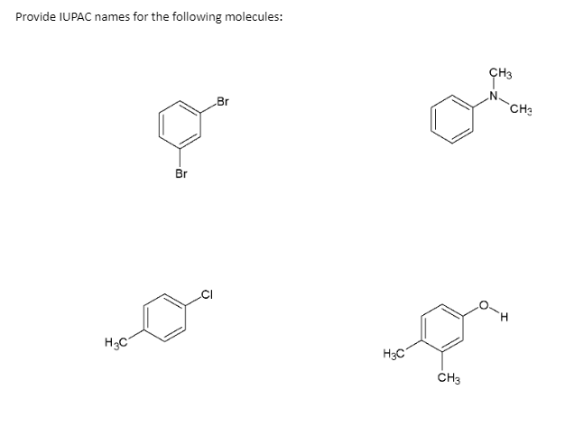Solved Provide IUPAC names for the following molecules | Chegg.com