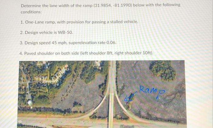 Determine the lane width of the ramp | Chegg.com