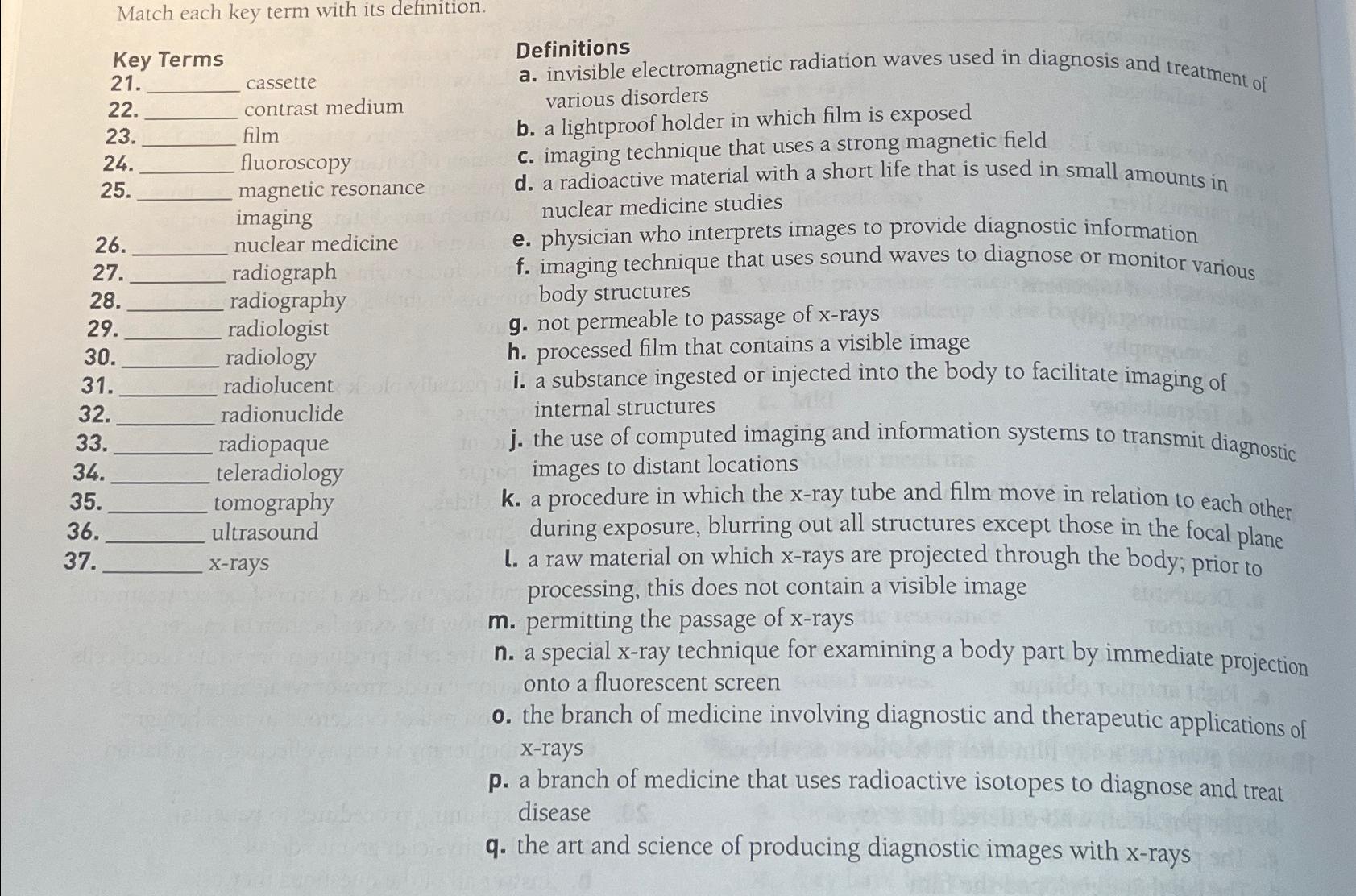 Solved Match each key term with its | Chegg.com
