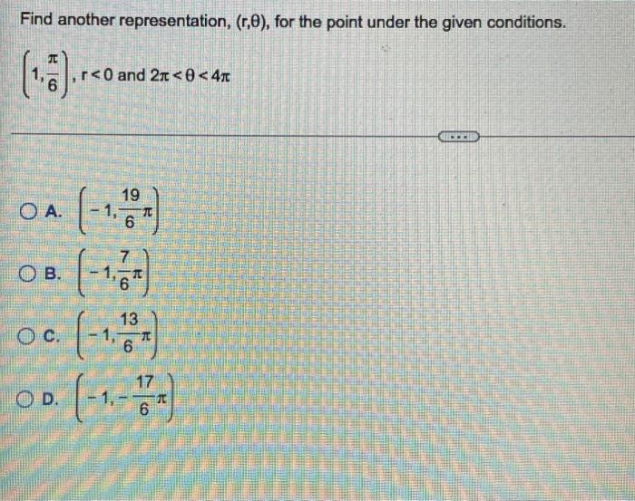 Solved Find another representation, (r,0), for the point | Chegg.com