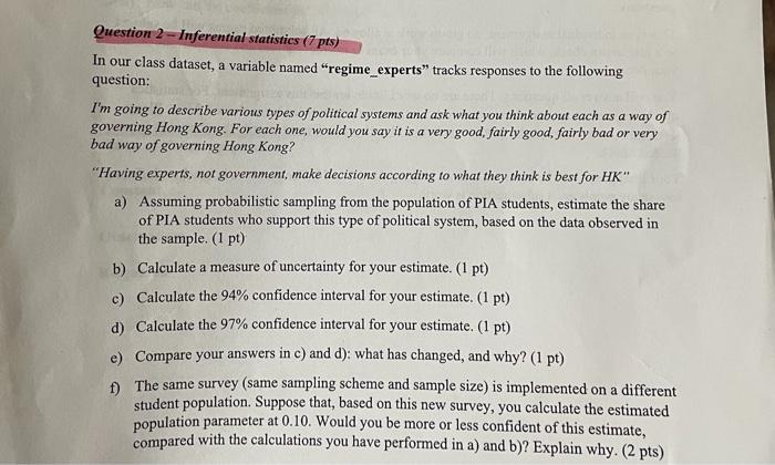 Solved about inferential statistics how to do this if the | Chegg.com