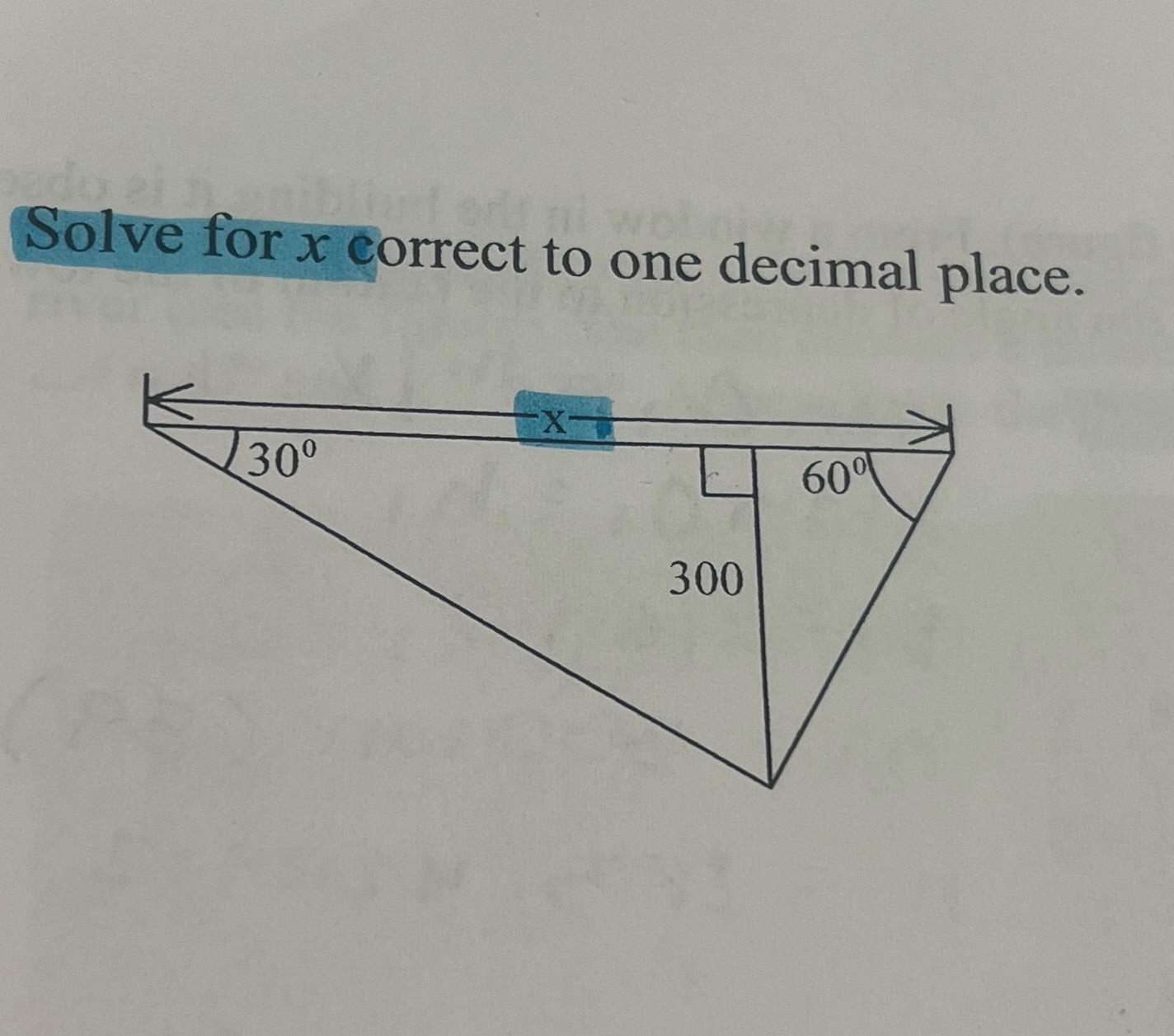 Solved Solve for x ﻿correct to one decimal place. | Chegg.com