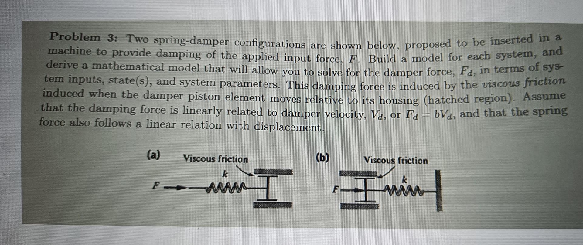 Problem 3: Two spring-damper configurations are shown | Chegg.com