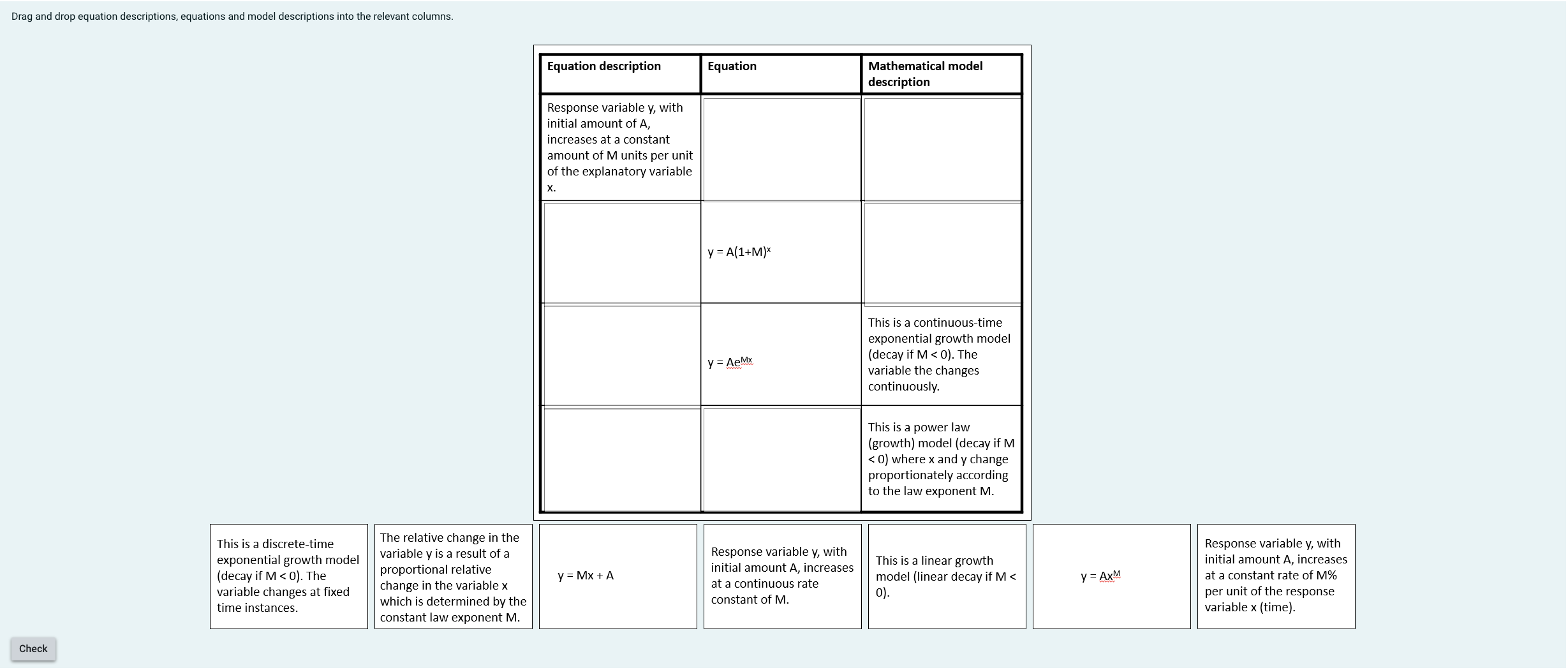 Solved Drag and drop equation descriptions, equations and | Chegg.com