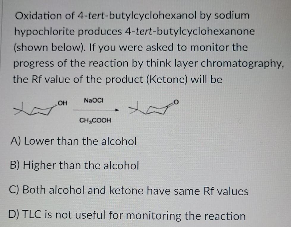 Solved Oxidation of 4-tert-butylcyclohexanol by sodium | Chegg.com