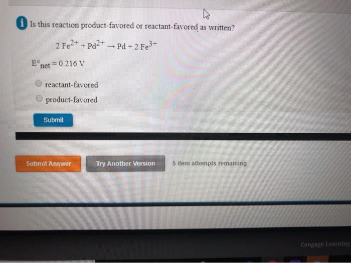 Solved Is this reaction product-favored or reactant-favored | Chegg.com