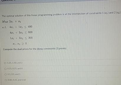 Solved The optimal solution of this linear programming | Chegg.com