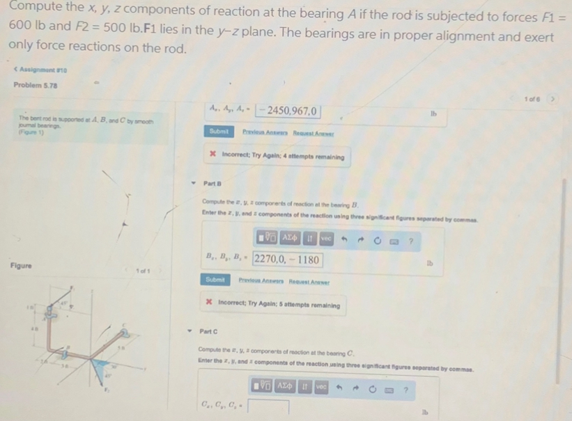 Solved Compute the x,y,z ﻿components of reaction at the | Chegg.com