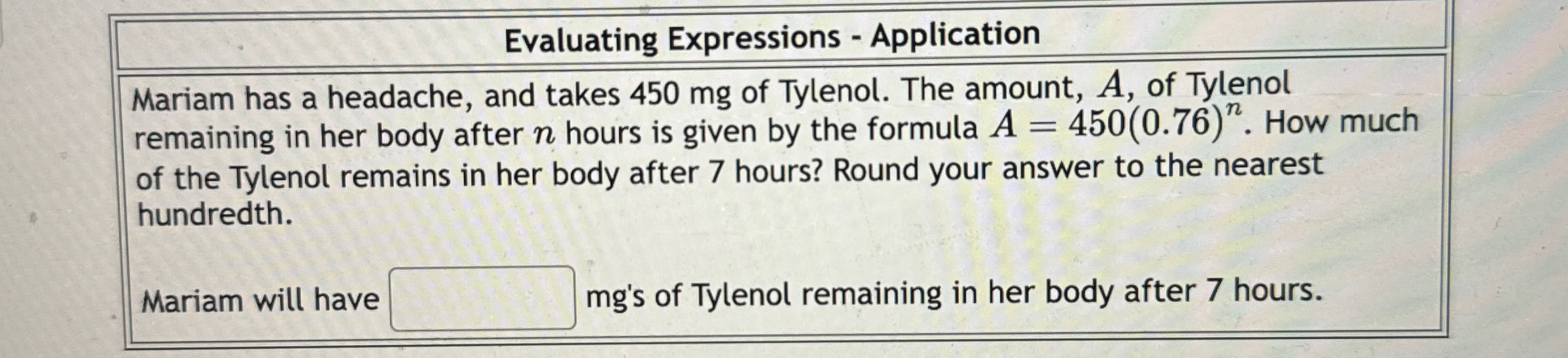 Solved Evaluating Expressions - ﻿ApplicationMariam has a | Chegg.com
