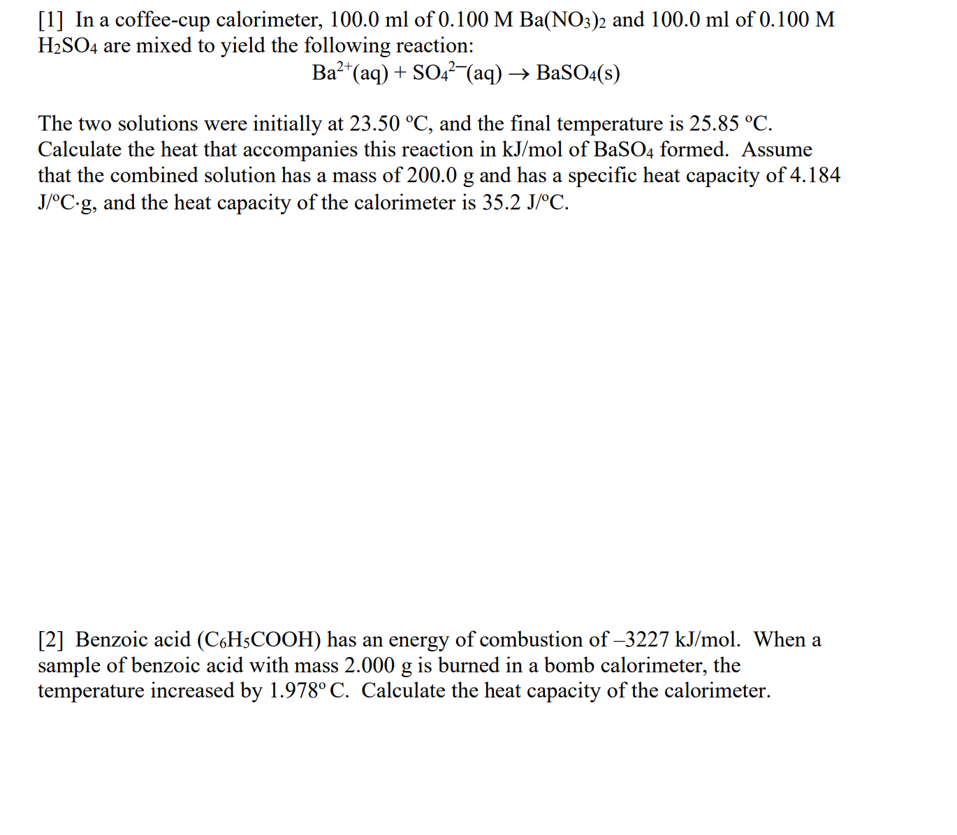Solved Ba2+(aq)+SO42-(aq)→BaSO4(s)The two solutions were | Chegg.com